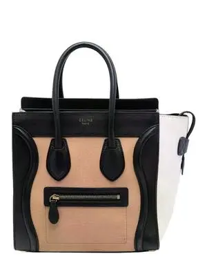 Celine 2013 Micro Tricolor Leather Luggage Tote Handbag - Brown