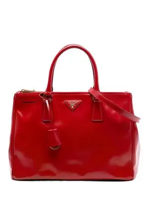 Prada Medium Saffiano Vernice Galleria Double Zip Satchel - Red