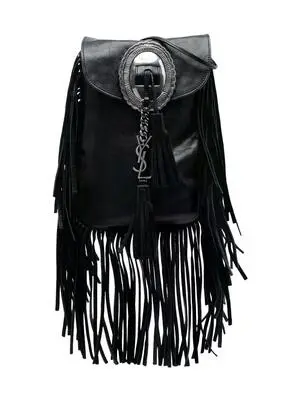Saint Laurent 2015 Leather Anita Fringed Crossbody Bag - Black