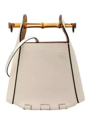 Loewe Calfskin Bamboo Bucket Bag - White
