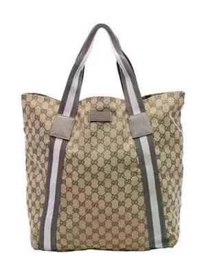 Gucci Gg Canvas Web Tote Bag - Brown