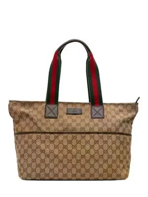 Gucci Gg Canvas Web Tote Bag - Brown