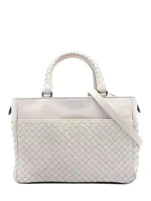 Bottega Veneta Nappa Intrecciato Satchel - White