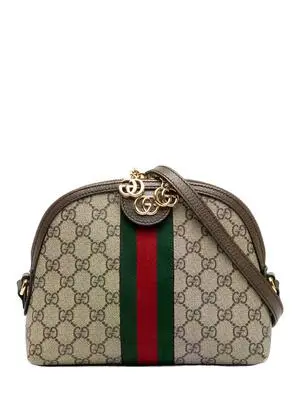 Gucci Small Gg Supreme Ophidia Dome Crossbody Bag - Brown
