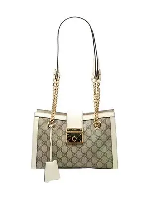 Gucci Small Gg Supreme Padlock Tote Bag - Brown