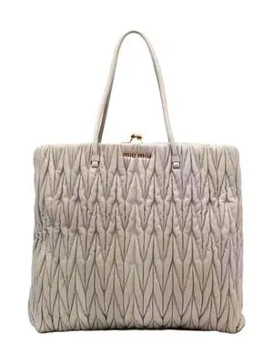 Miu Miu Matelassé Nappa Frame Tote - Grey