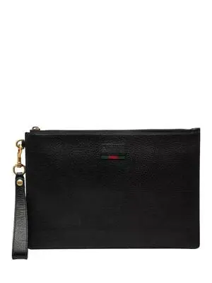 Gucci Leather Web Agora Clutch Bag - Black