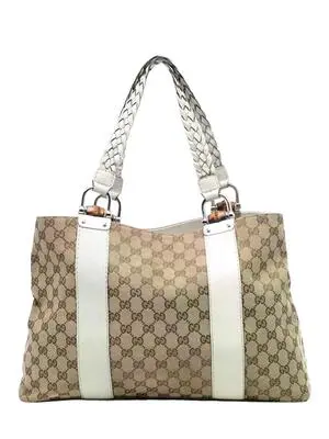 Gucci Medium Gg Canvas Bamboo Libeccio Tote Bag - Brown