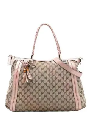 Gucci Gg Canvas Bella Convertible Tote Satchel - Brown