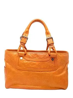 Celine 2000-2020 Spiraling Macadam Embossed Leather Boogie Handbag - Orange