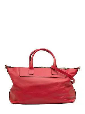 Marni Leather Top Handle Zip Satchel - Red