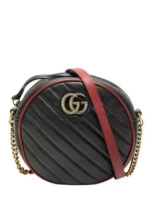 Gucci Mini Gg Marmont Matelasse Leather Torchon Round Crossbody Bag - Black