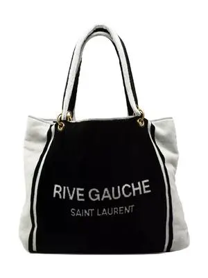 Saint Laurent 2000-2026 Terry Cloth Rive Gauche Tote Bag - Black