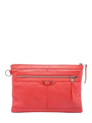 Balenciaga 2016 Lambskin Motocross Classic Clip M Clutch Bag - Orange