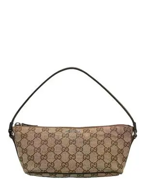 Gucci Gg Canvas Web Boat Shoulder Bag - Brown