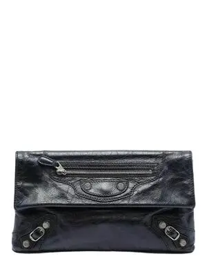Balenciaga Lambskin Motocross Giant 12 Envelope Clutch Bag - Black