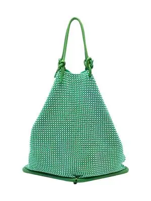 Bottega Veneta Nylon Crochet Folding Shopper Tote Bag - Green