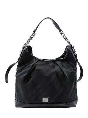 Burberry Tonal Check Nylon Shoulder Bag - Black