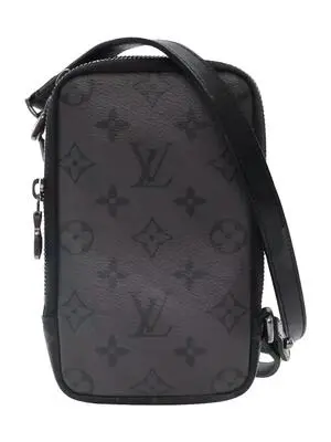 LOUIS VUITTON Monogram Eclipse Reverse Double Phone Pouch Crossbody Bag - Black