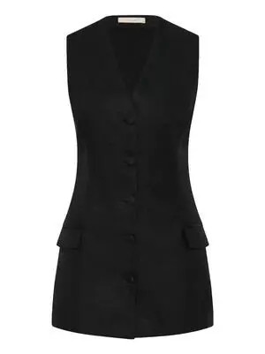 Faithfull The Brand Eloise Linen Vest - Black