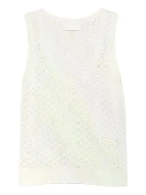 Eric Bompard Sleeveless Pointelle Tank Top - Neutrals