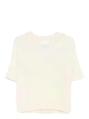 Eric Bompard V-neck Short-sleeve Sweater - Neutrals