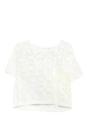 Eric Bompard Openwork Crochet Blouse - White