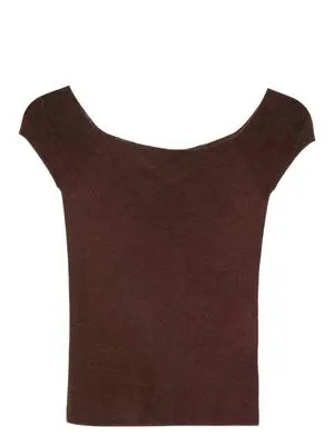 Eric Bompard Ribbed Knitted Top - Brown