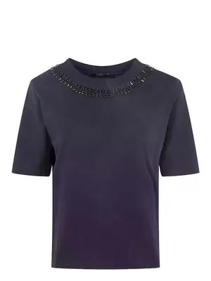 Seventy Embellished Neck T-shirt - Blue