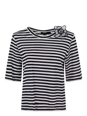 Seventy Flower Striped T-shirt - Blue