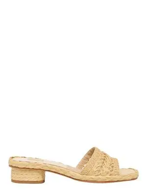 DOLCEVITA Dixi Wide Raffia Sandals - Lt Natural Cross Hatch Raffia