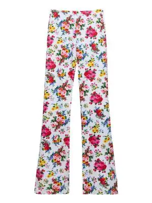 MSGM Floral Flared Trousers - White