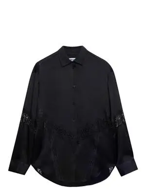 MSGM Lace Panel Long Sleeve Shirt