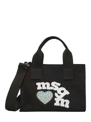 MSGM Heart-print Tote Bag - Black
