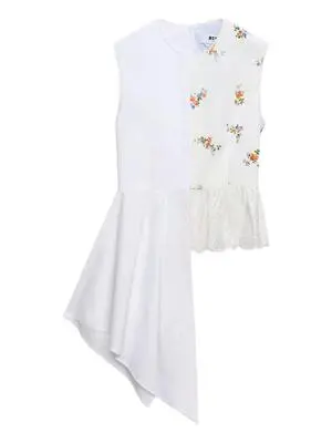 MSGM Floral-detail Top - White