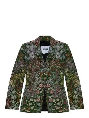 MSGM Floral-pattern Single-breasted Blazer - Green