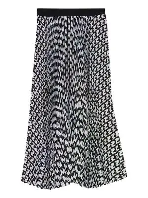 MSGM Printed Midi Pleated Skirt - Black