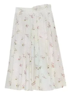 MSGM Floral-print Pleated Midi Skirt - Neutrals