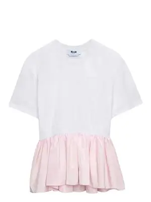 MSGM T-Shirt With Ruffled Hem