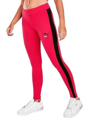 PUMA Berry Glitz T7 Striped Leggings - Pink