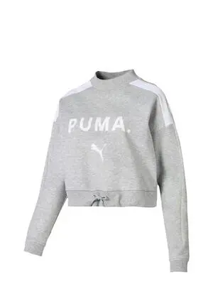 PUMA Logo-print Cropped Sweatshirt - Grey