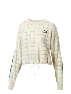 PUMA Plaid Crew-neck Sweatshirt - Neutrals