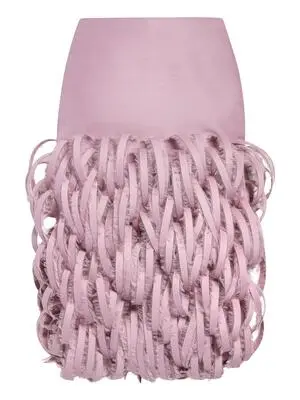 Balenciaga Feather-embroidered Midi Skirt - Pink