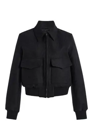 NILI LOTAN Redley Wool Bomber Jacket Dark Grey