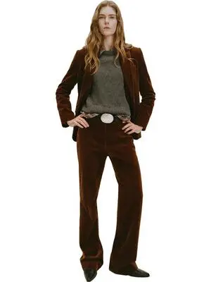 NILI LOTAN Cotton-blend Straight-leg Pants - Burgundy