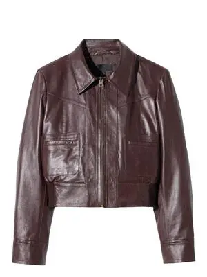 NILI LOTAN Leather Charly Jacket - Burgundy