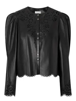 Isabel Marant Nerida Laser-cut Leather Jacket - Black