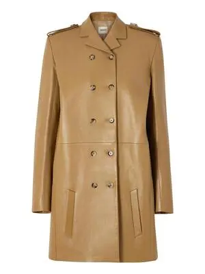 Khaite Sadra Double-breasted Leather Coat - Neutrals