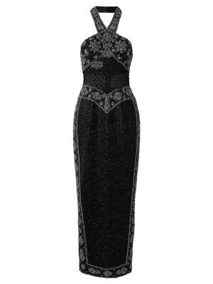 CLIO PEPPIATT Cyndi Cutout Embellished Gown - Black