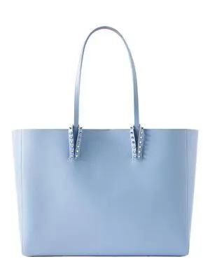 CHRISTIAN LOUBOUTIN Cabata Large Studded Textured-leather Tote - Blue